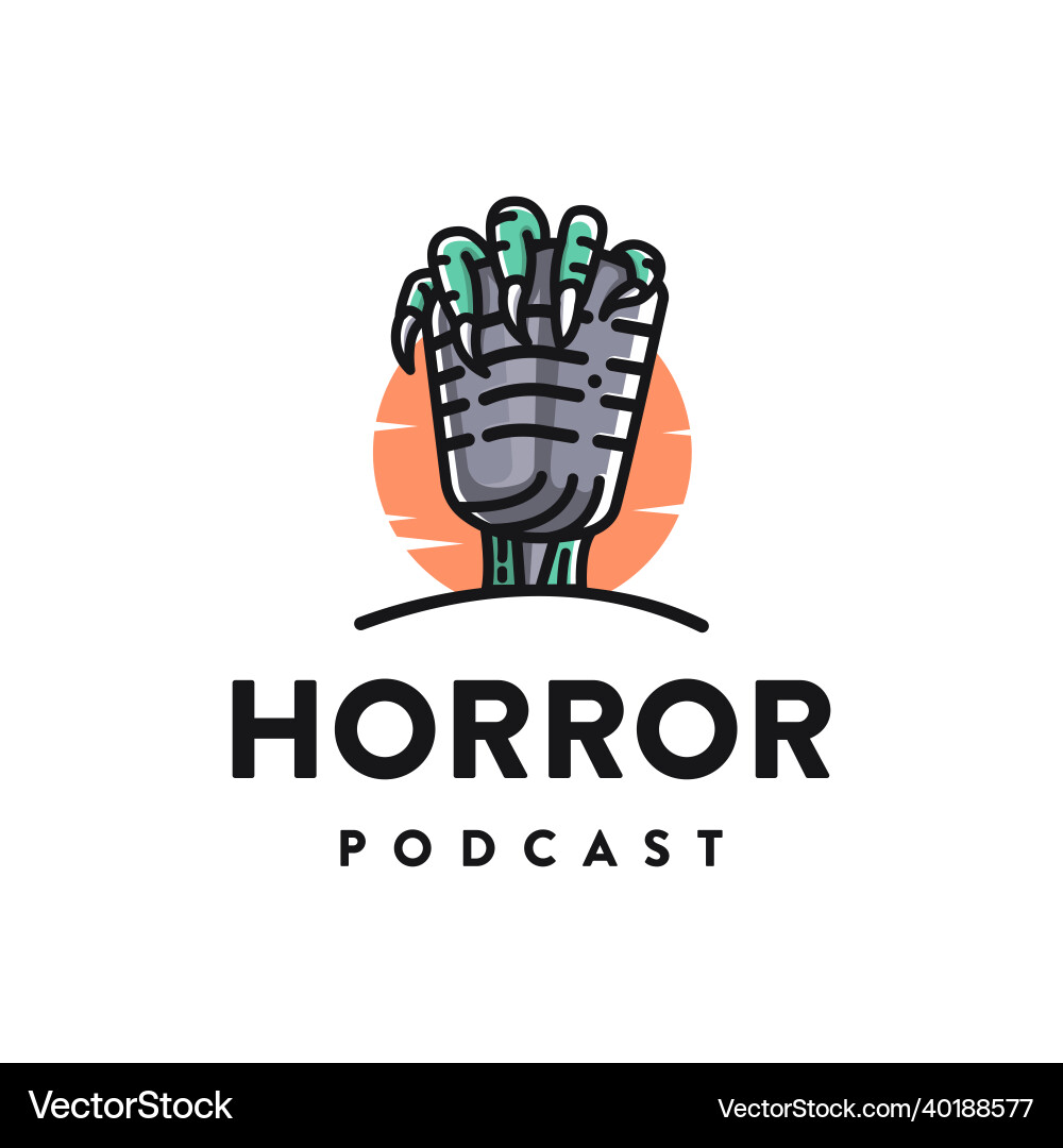 Cartoon mystery podcast horror logo Royalty Free Vector