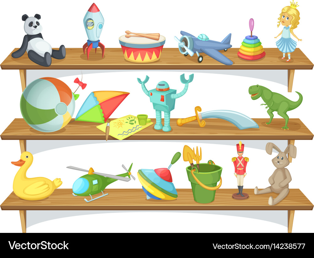 Children store with funny cartoon Royalty Free Vector Image
