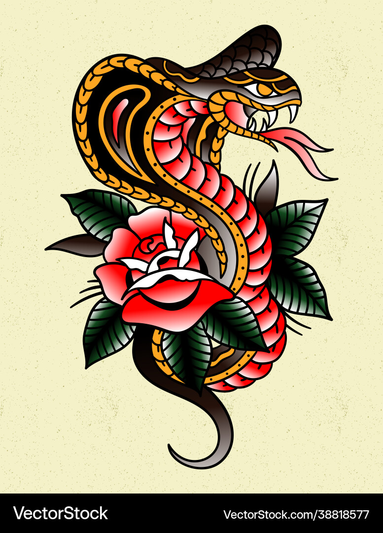 Traditional Cobra Tattoo Flash