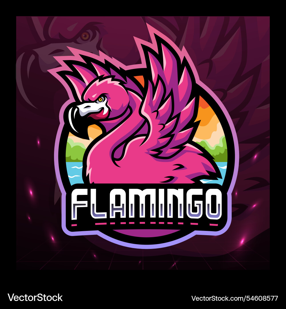 Flamingo mascot esport logo design Royalty Free Vector Image