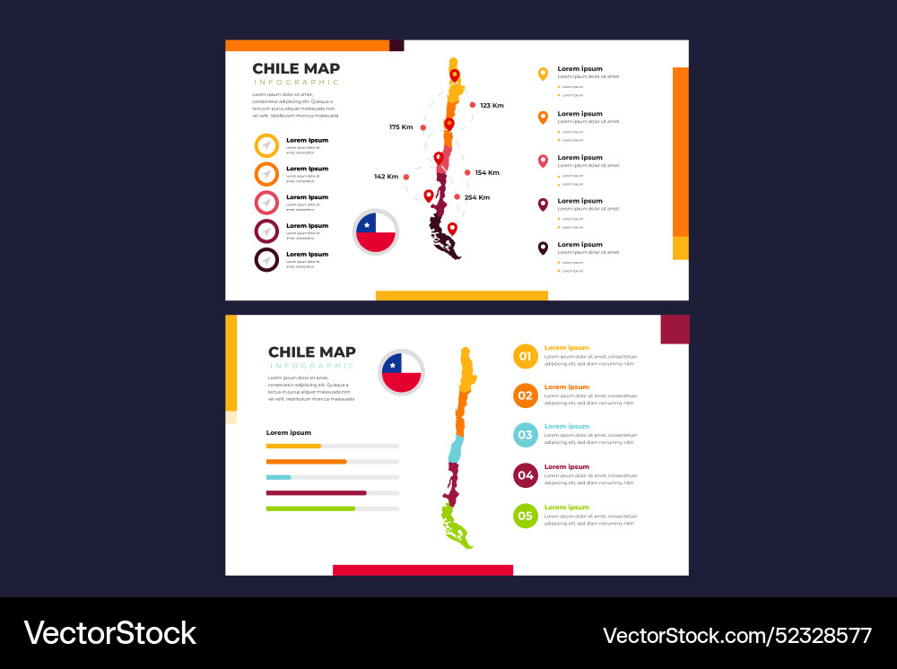 Linear chile map infographic Royalty Free Vector Image