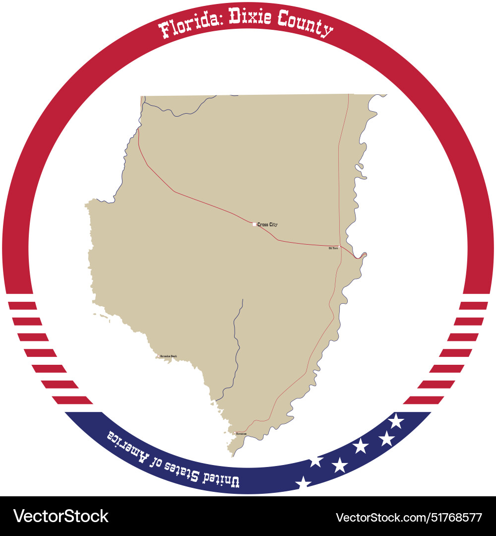Map of dixie county in florida usa Royalty Free Vector Image
