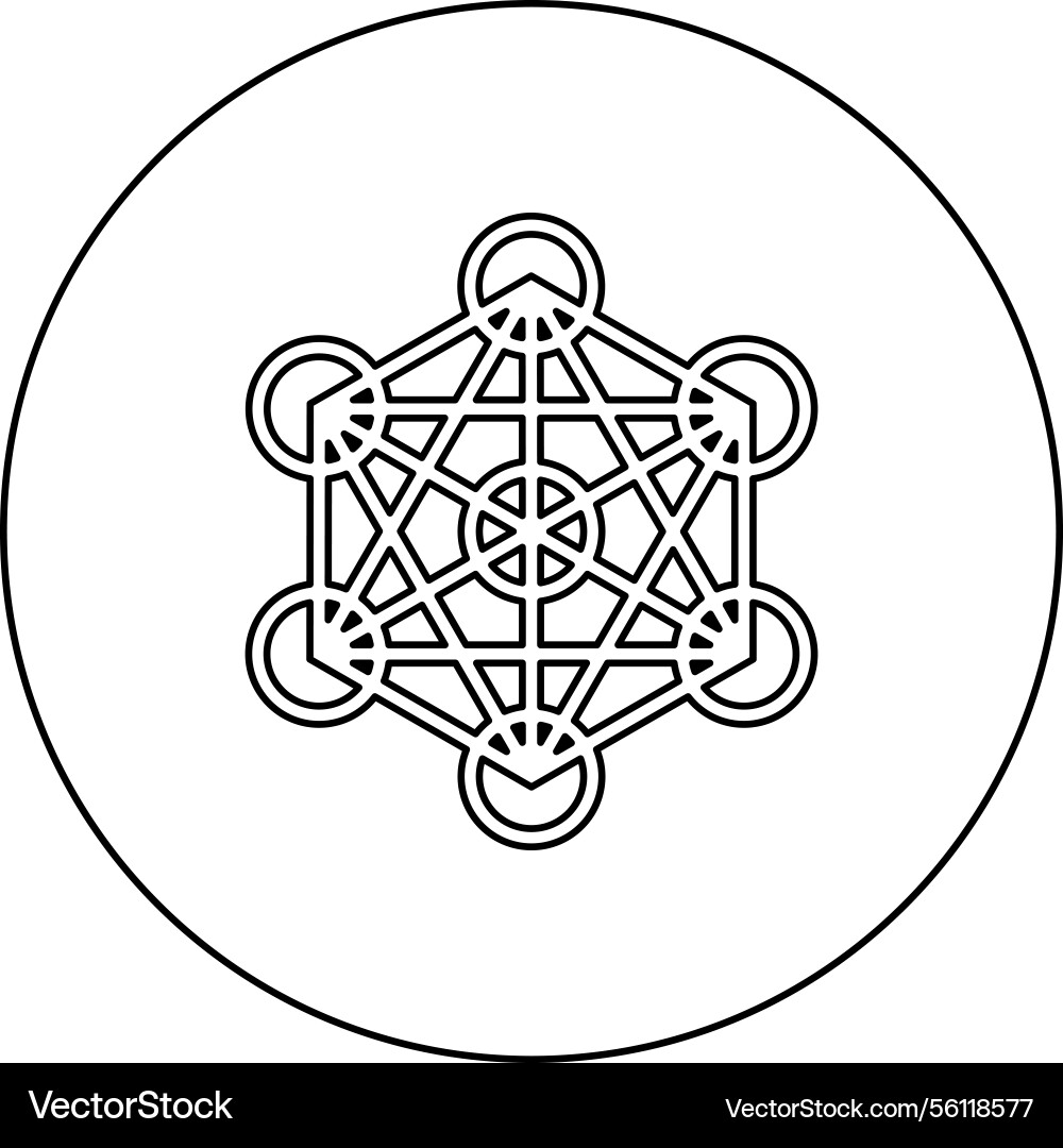 Metatron cube sacred geometry icon in circle Vector Image
