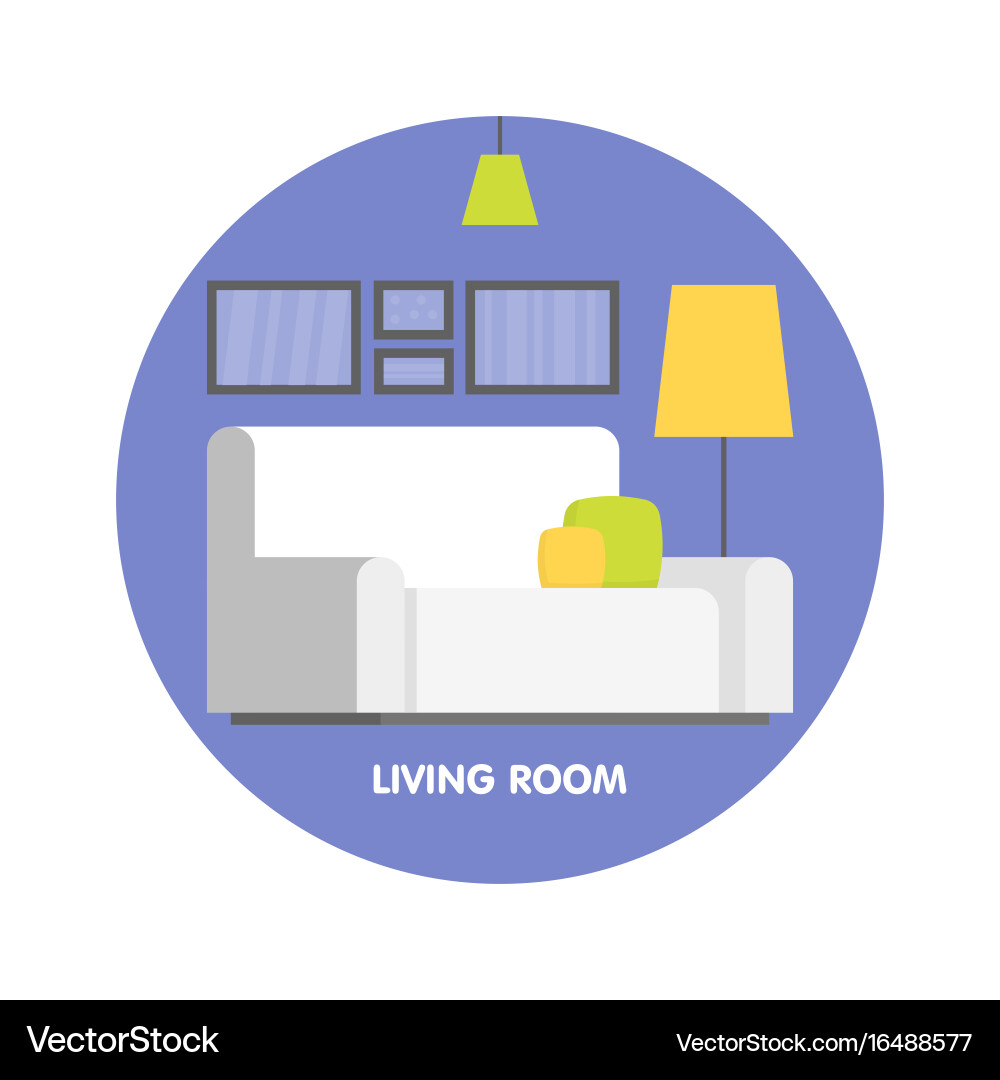 Modern living room interior design icon Royalty Free Vector