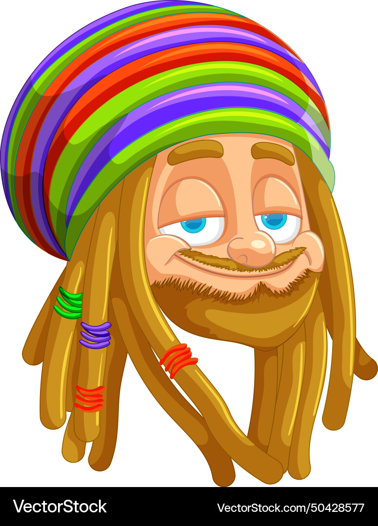 Smiling character with vibrant rasta hat Vector Image