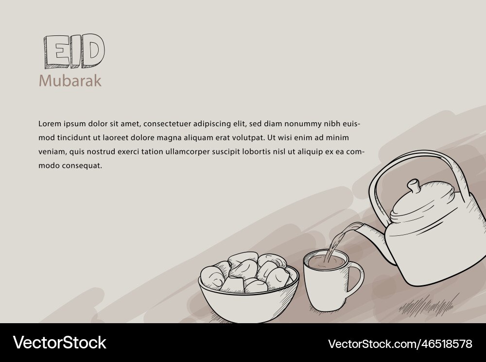 Eid mubarak background design with dates and tea – Royalty-Free Vector ...
