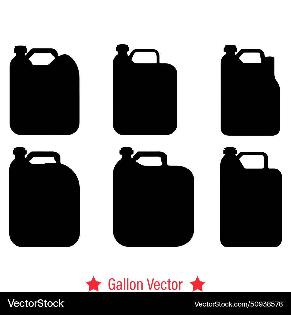 Gallon silhouette set fueling your graphic design Vector Image
