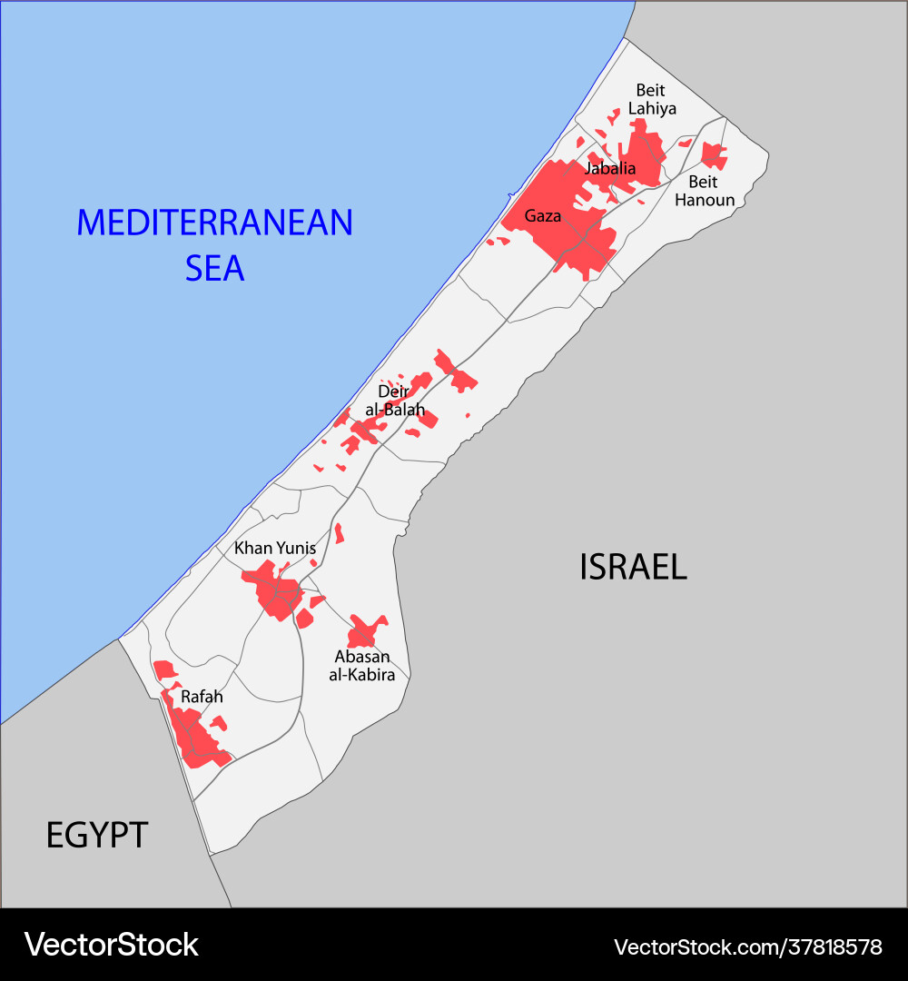 Gaza Strip Map Royalty Free Vector Image - VectorStock