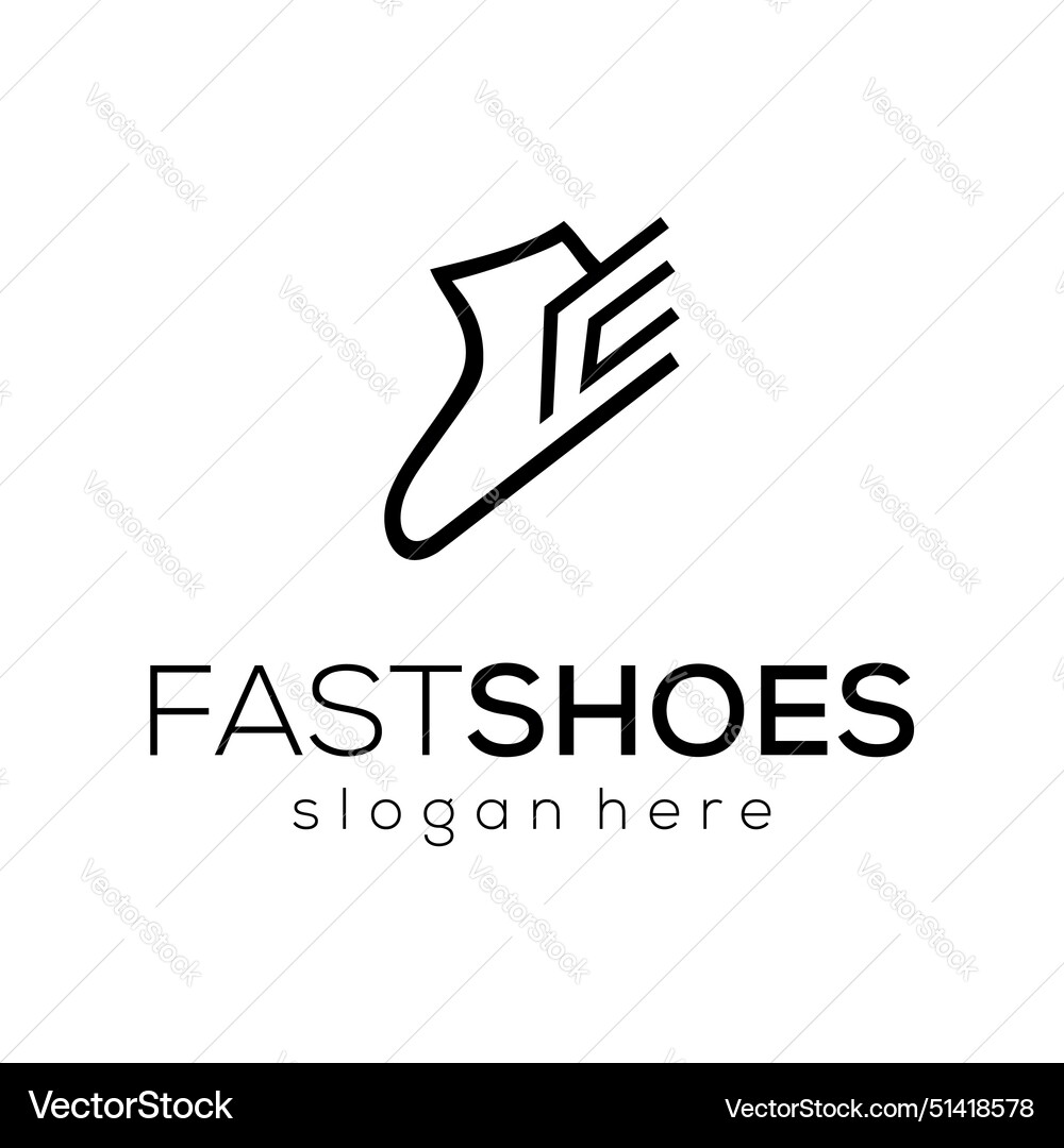 Simple fast shoes logo line art template design Vector Image