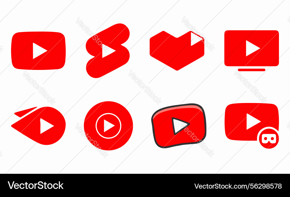 Youtube apps logotype set png Royalty Free Vector Image