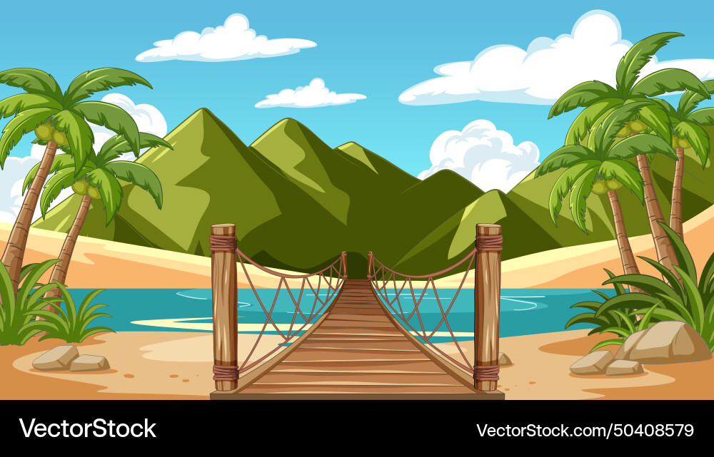 A serene tropical landscape Royalty Free Vector Image