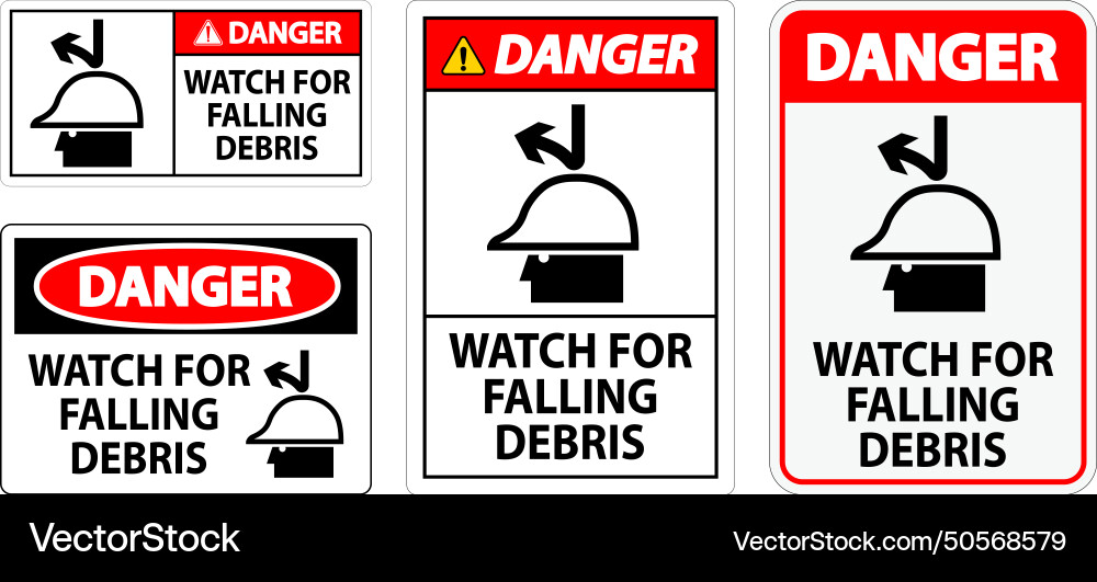 Danger sign watch for falling debris Royalty Free Vector