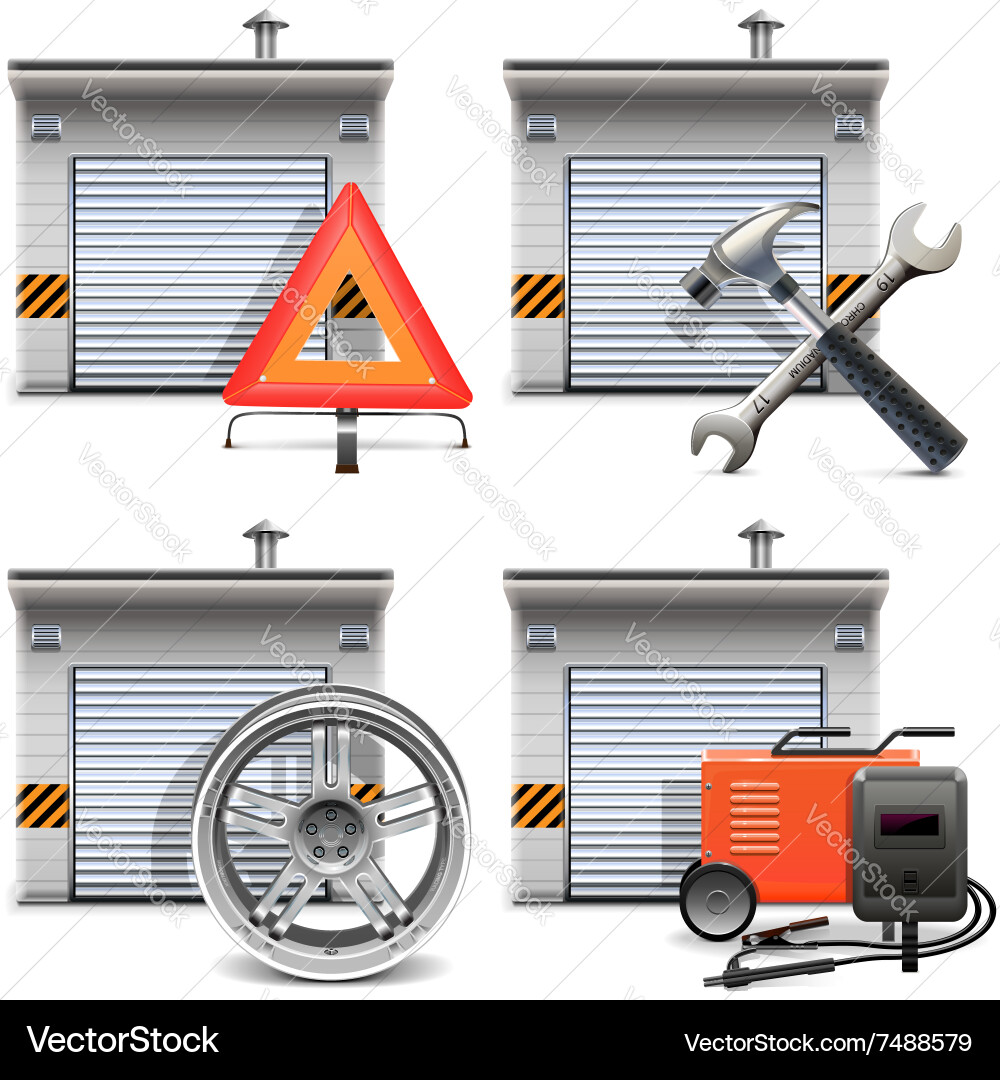 Garage with spares and tools Royalty Free Vector Image