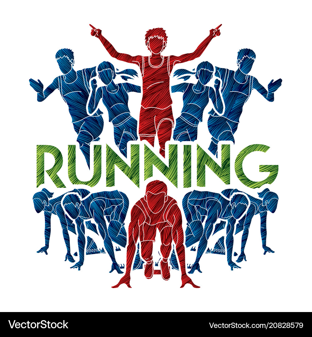 People run runner marathon running Royalty Free Vector Image