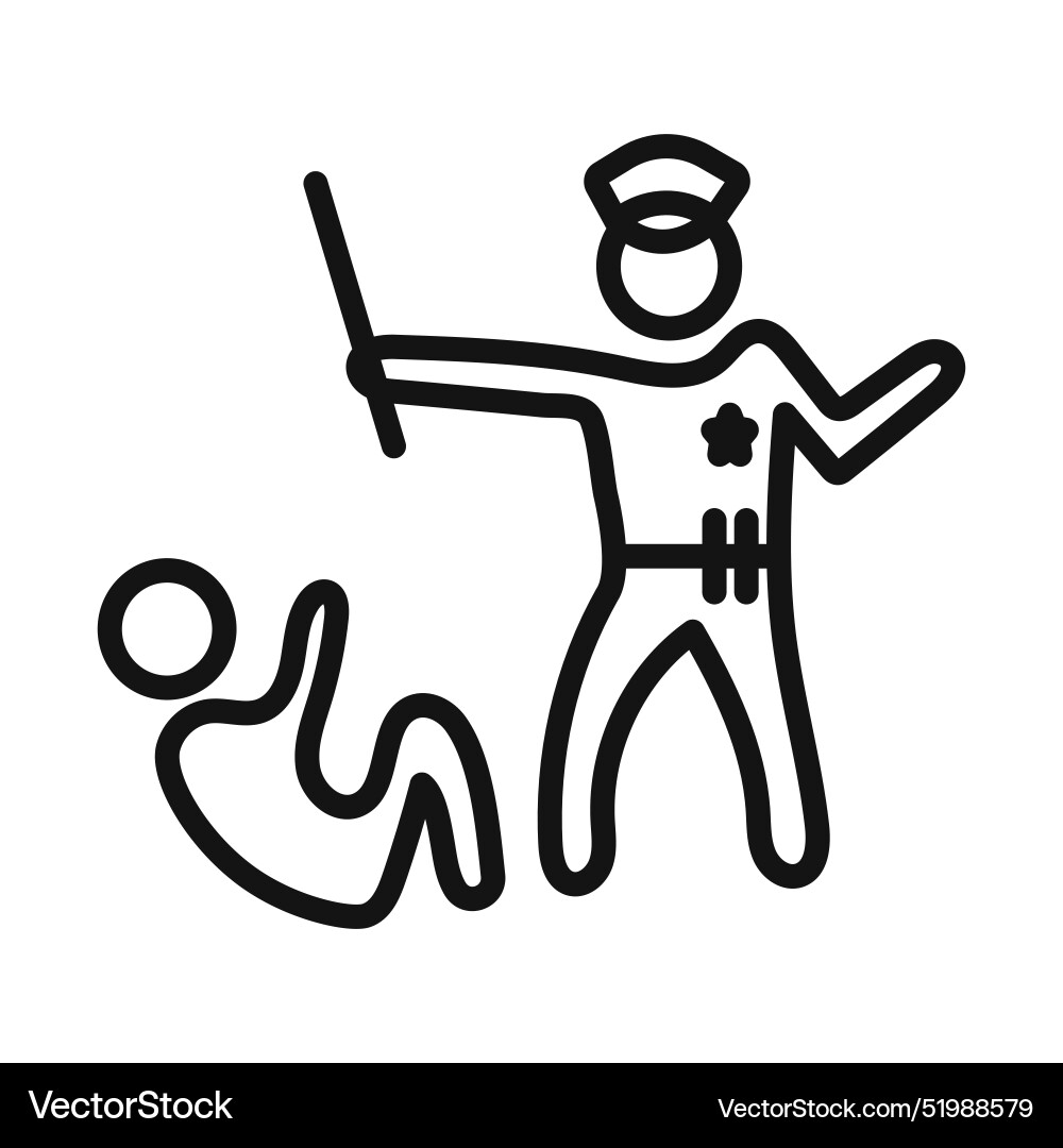 Policeman beating protest icon mark in filled Vector Image