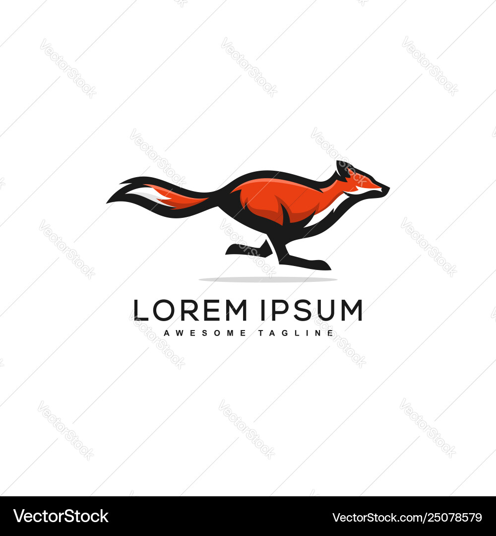 Running Fox Logo Template Royalty Free Vector Image