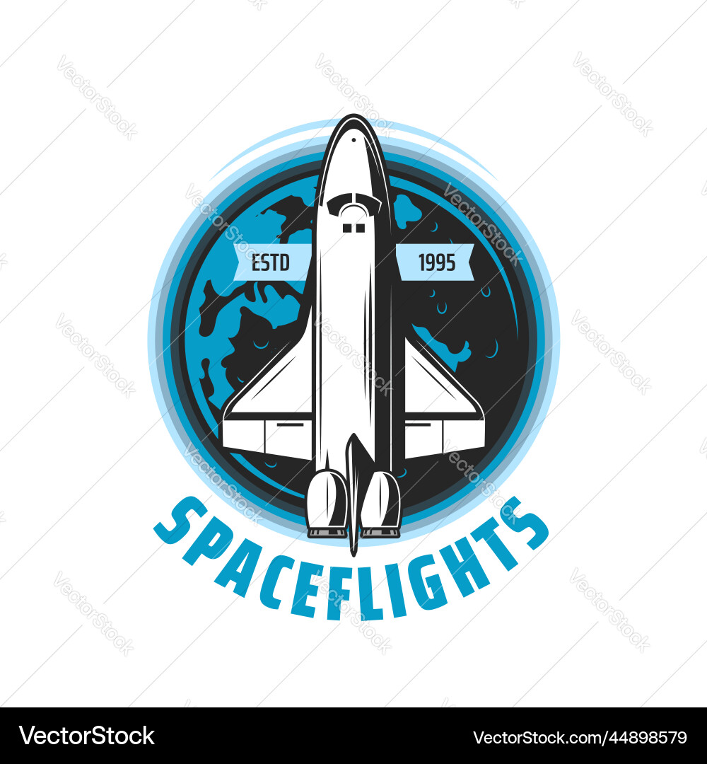 Spaceflights icon spaceship and earth planet Vector Image
