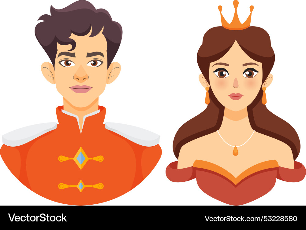 A prince and princess together Royalty Free Vector Image