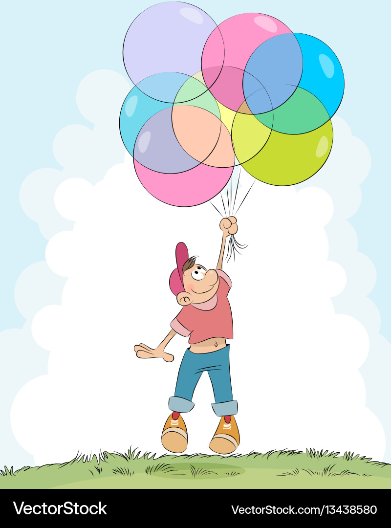 Boy with balloons Royalty Free Vector Image - VectorStock