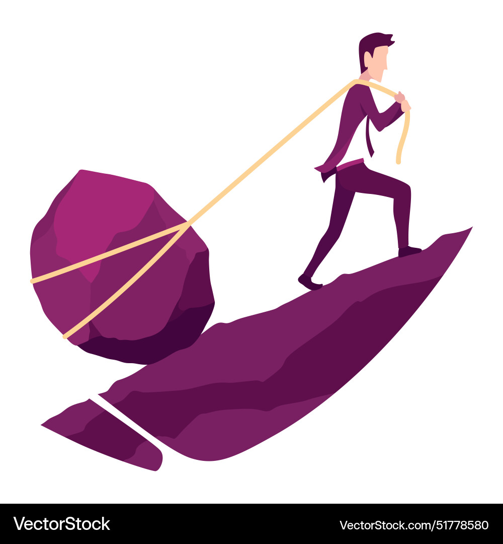 Businessman with boulder Royalty Free Vector Image