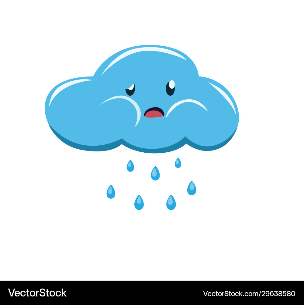 Cloud cry and making rain emoticon icon Royalty Free Vector