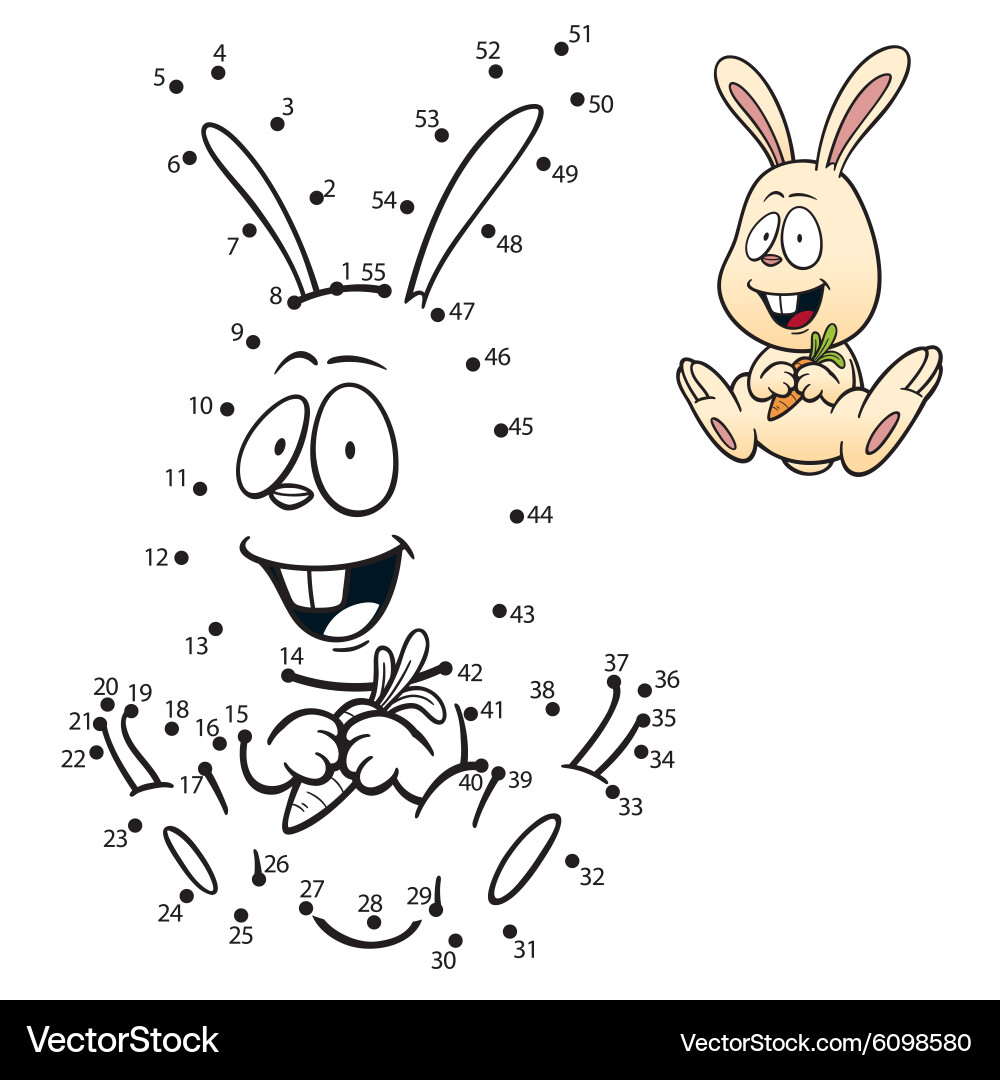 Connect the Dots Rabbit Game – Royalty-Free Vector | VectorStock