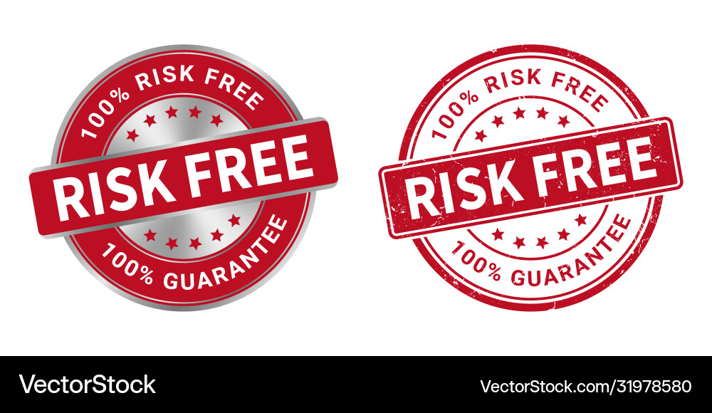 Grunge stamp and silver label risk free Royalty Free Vector