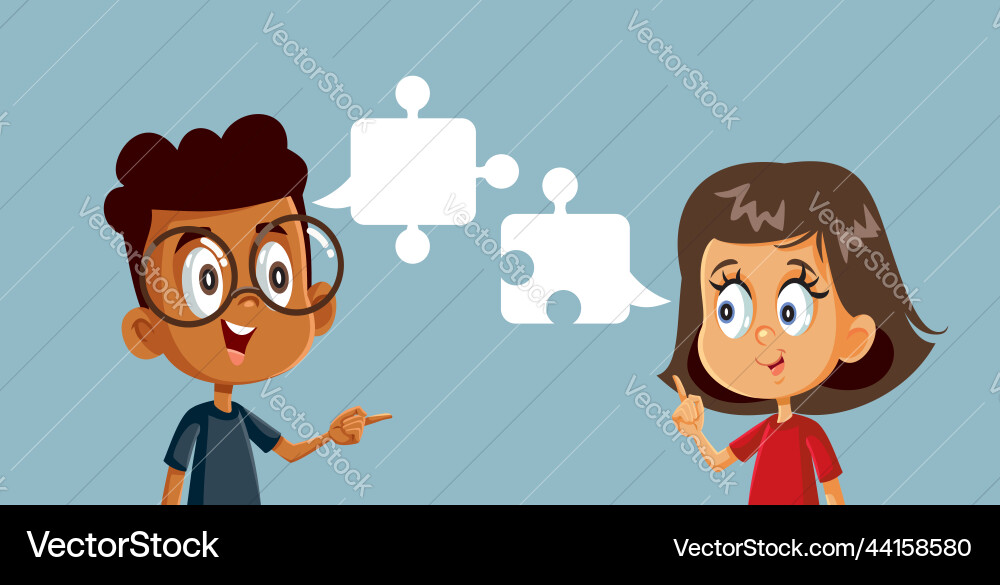 Kids communicating as a team in educational Vector Image