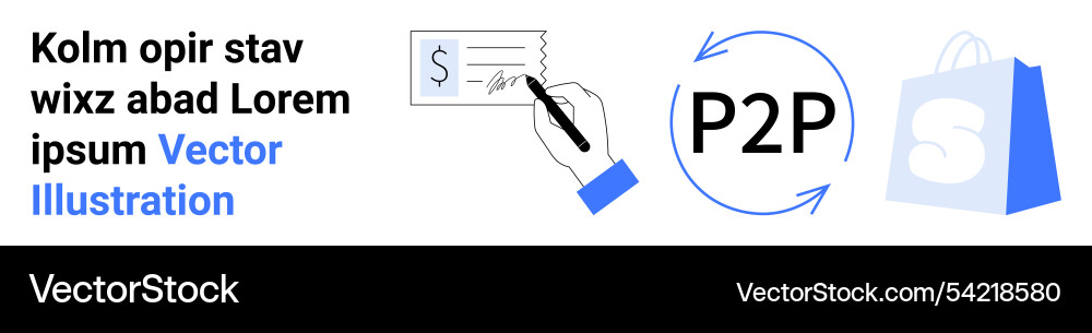 Peer-to-peer payment system with hand signing Vector Image