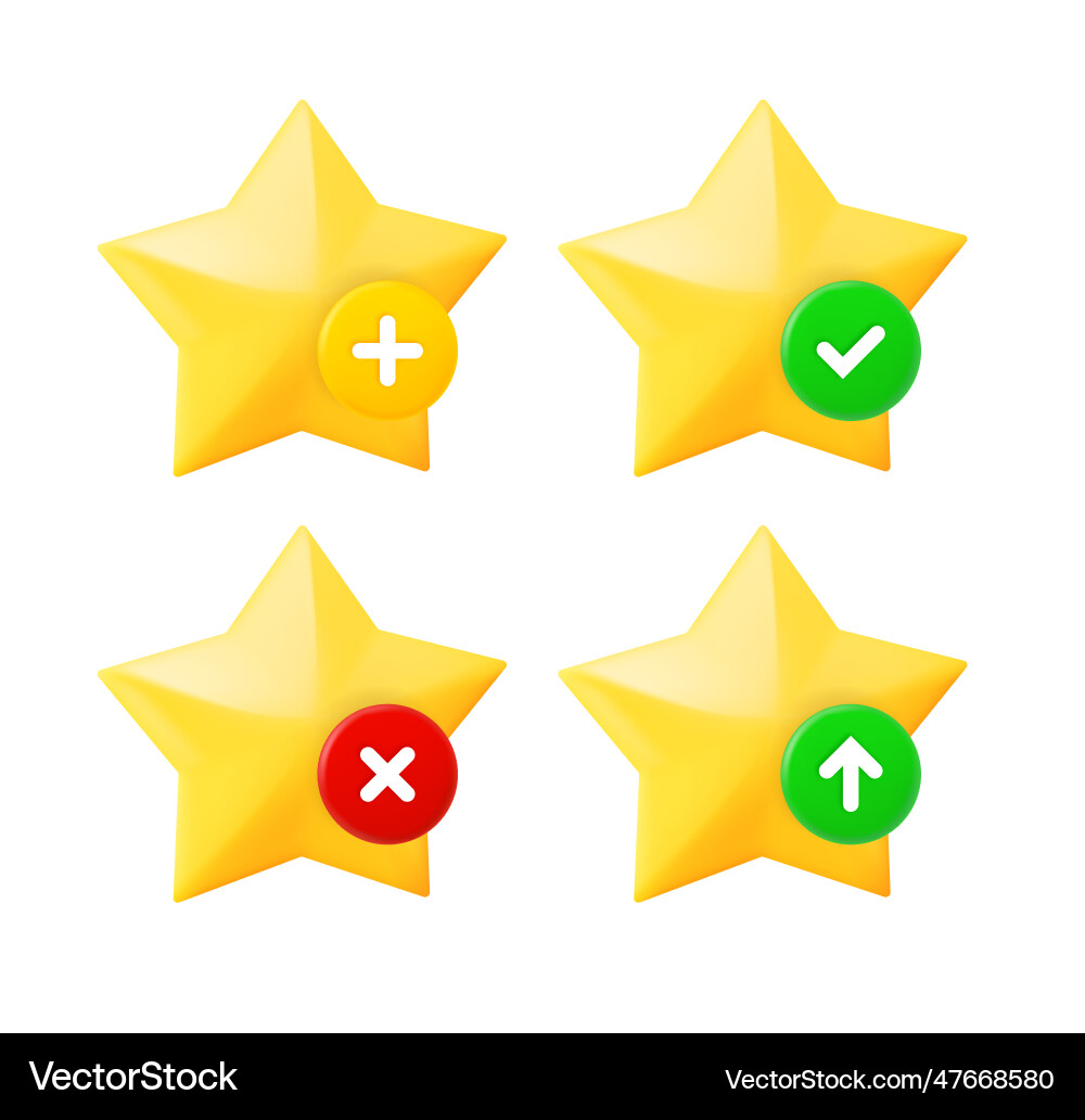 Star icons set with different pictograms 3d Vector Image