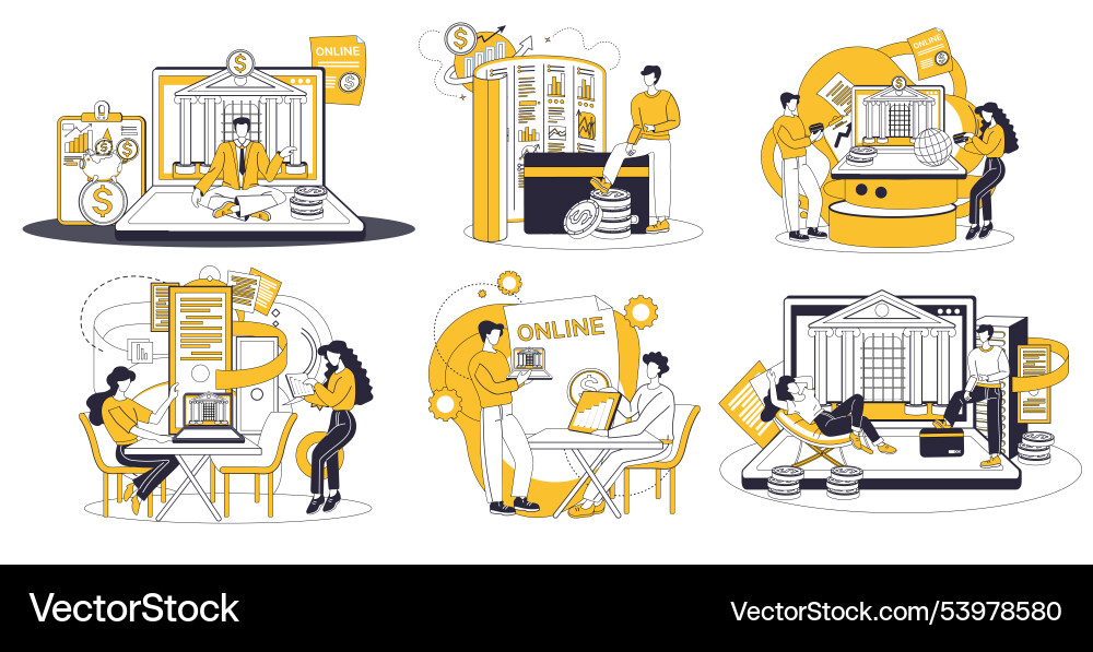 Visual exploration of modern banking and savings Vector Image
