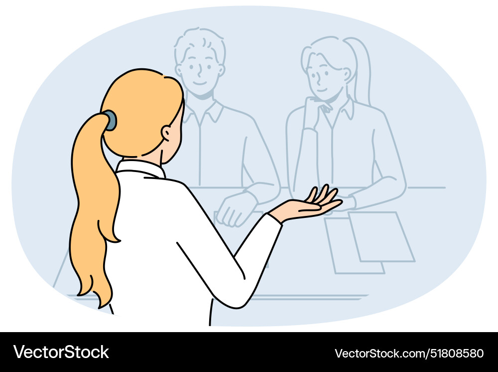 Woman in interview sitting at table Royalty Free Vector