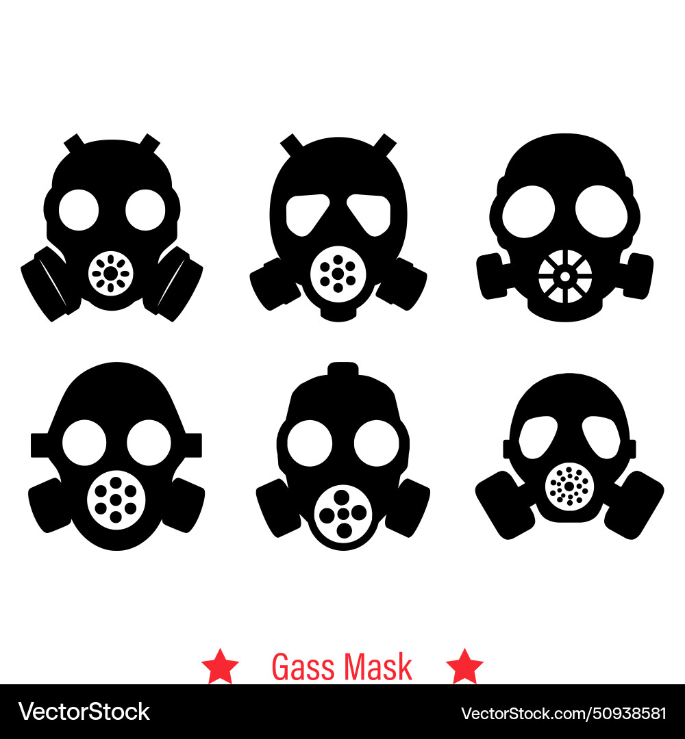 Biohazard protection gas mask silhouettes Vector Image
