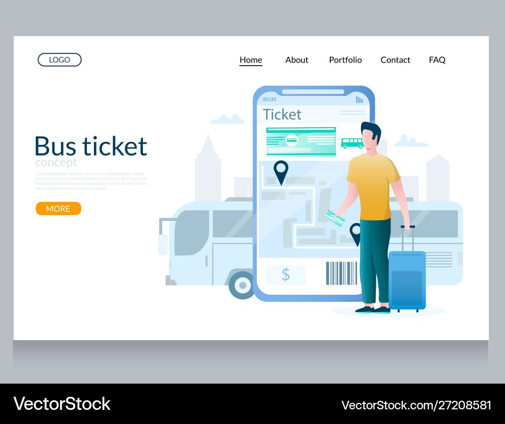 Bus ticket website landing page design Royalty Free Vector