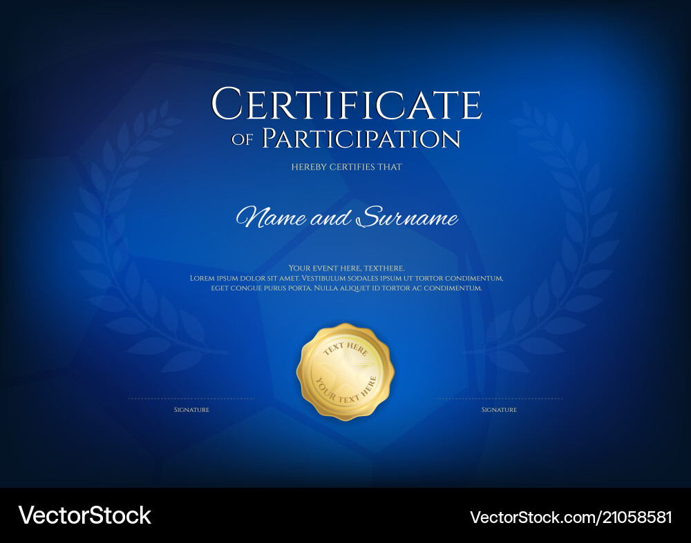 Certificate template in sport theme with border Vector Image