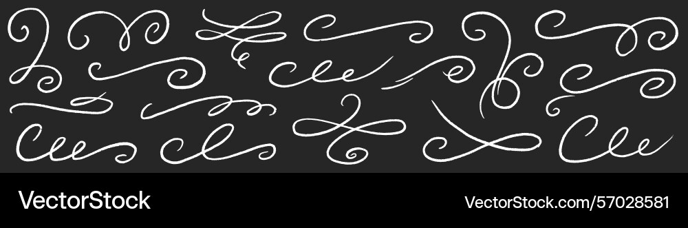 Chalk ornament flourish swirl calligraphy set Vector Image