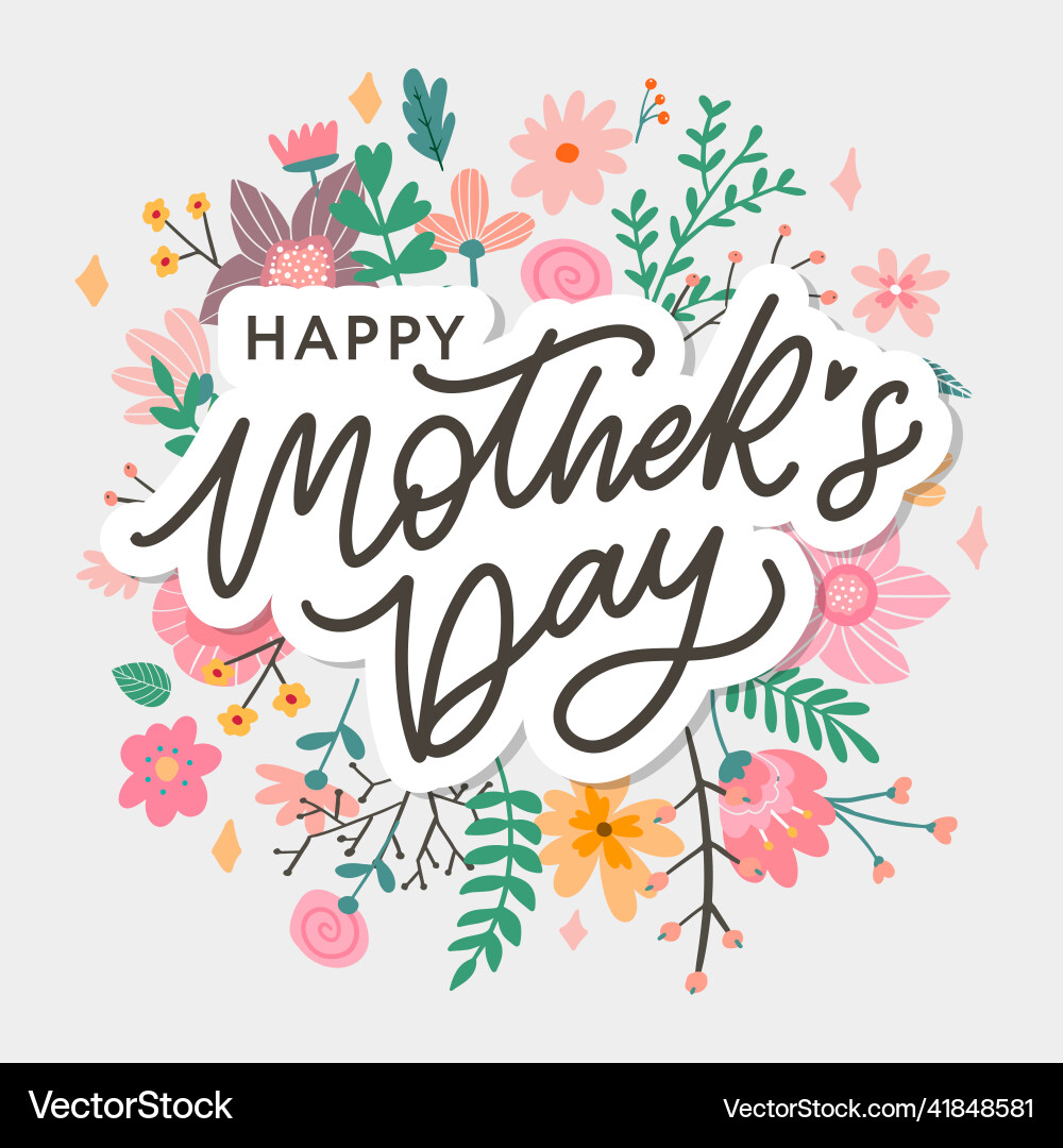 Floral Mother's Day Calligraphy Royalty Free Vector Image