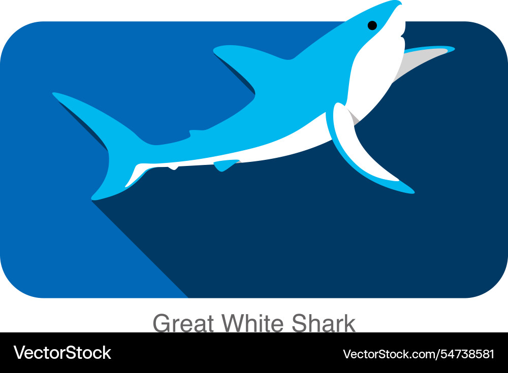 Great white shark jumping flat icon design Vector Image