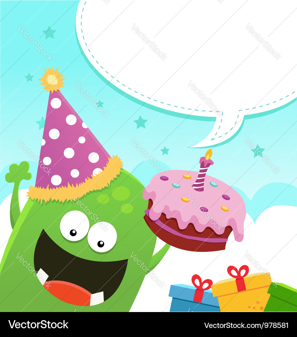 Monster birthday message Royalty Free Vector Image