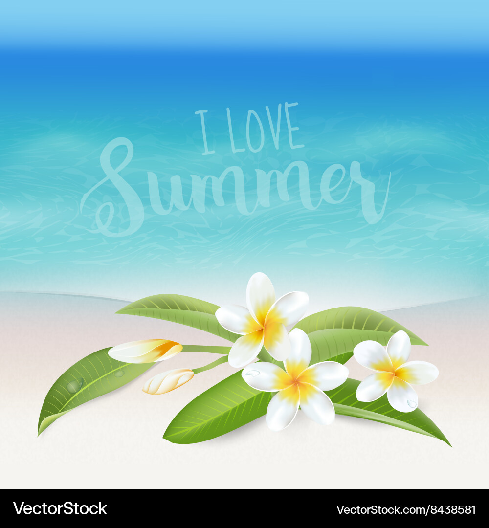 Realistic sea background tropical flower beach Vector Image