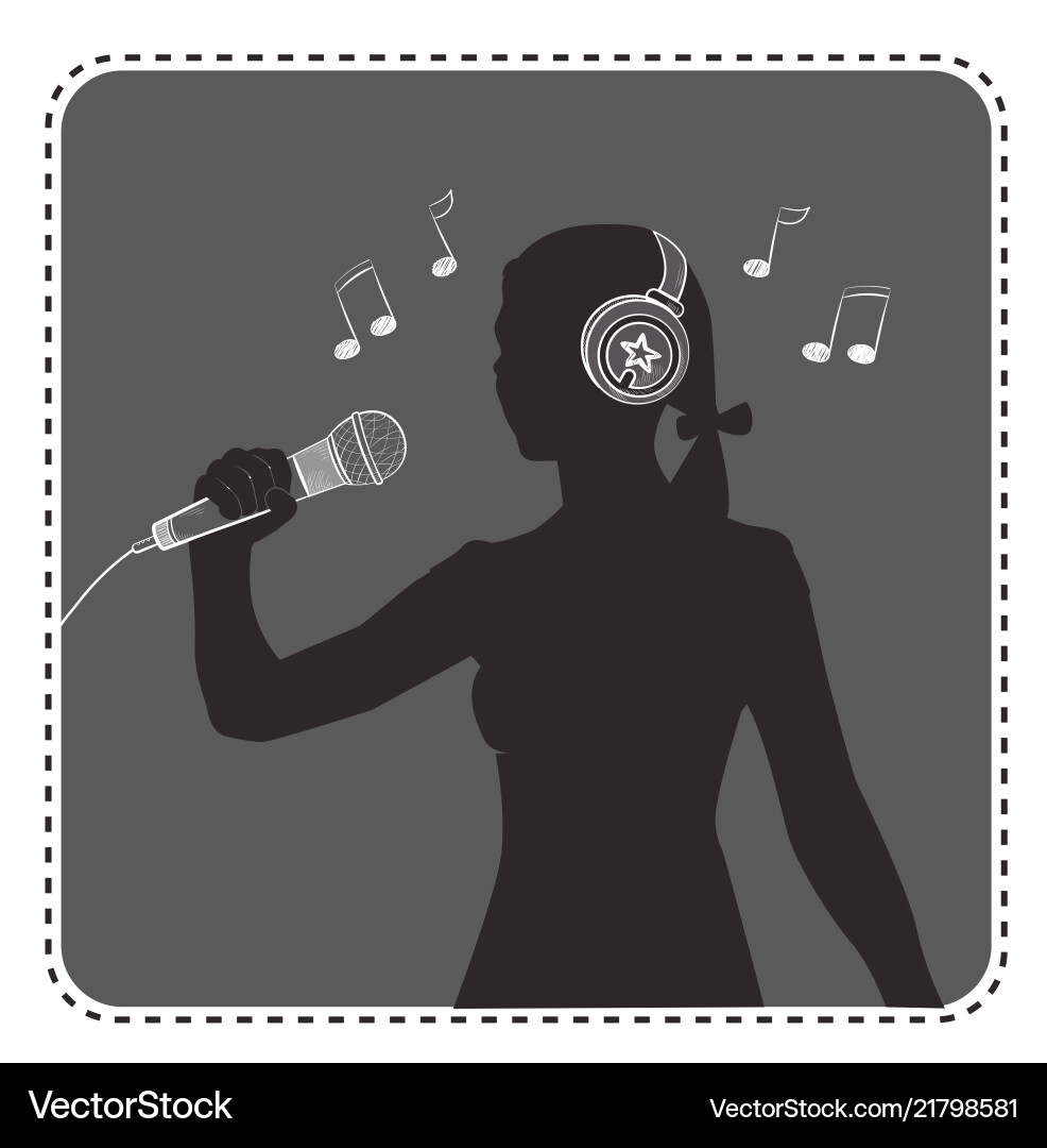 Silhouette avatar girl singer Royalty Free Vector Image