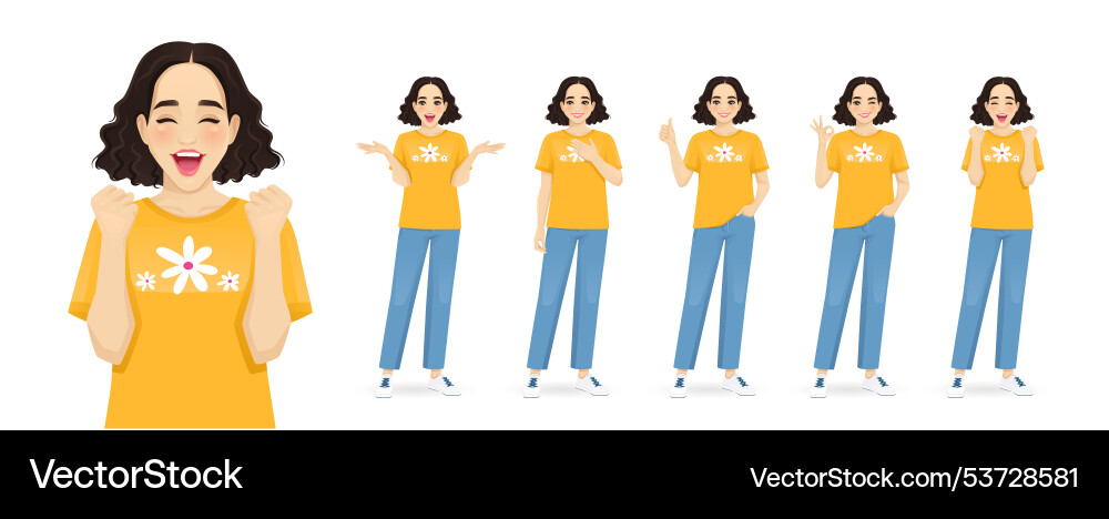 Smiling Young Woman - Positive Emotions Royalty Free Vector