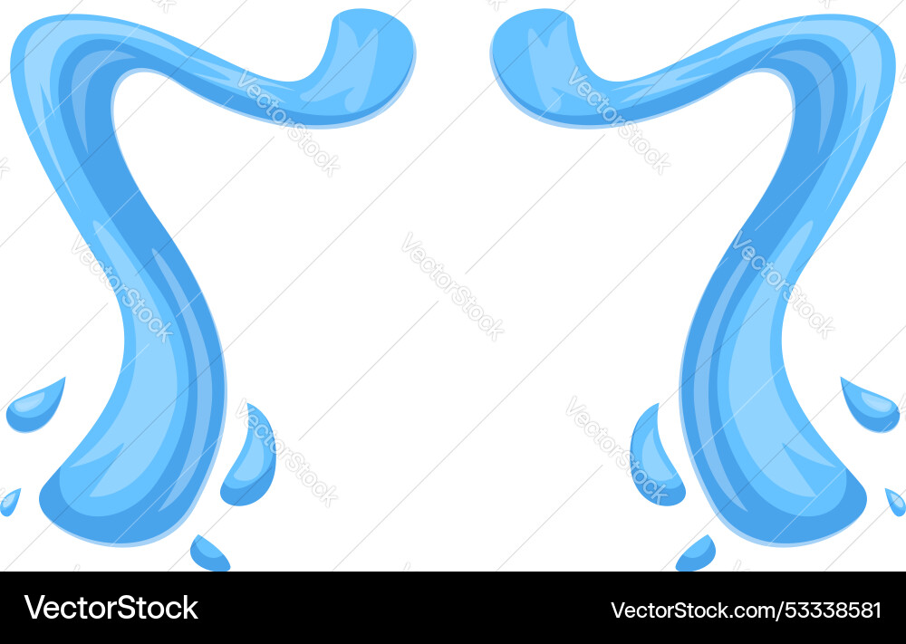 Two cartoon water splashes forming a symmetrical Vector Image