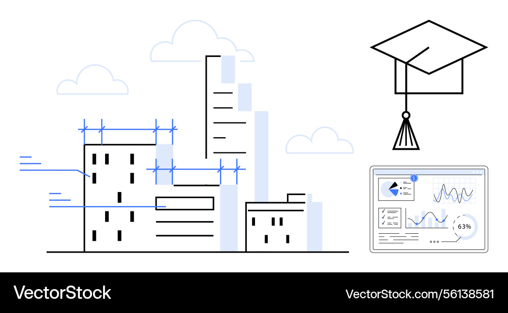 Urban construction progress with data analytics Vector Image