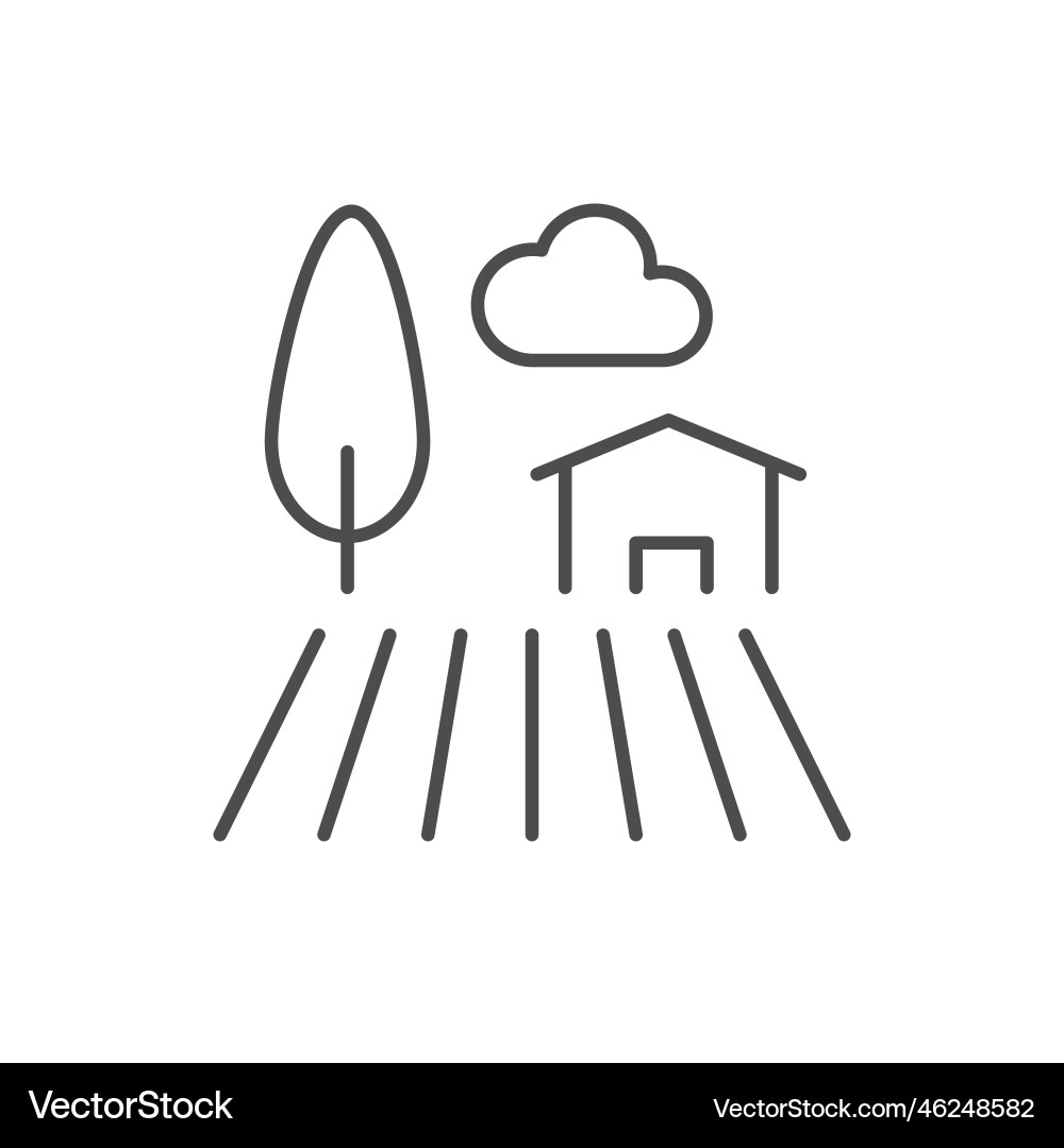 Agricultural field line outline icon Royalty Free Vector