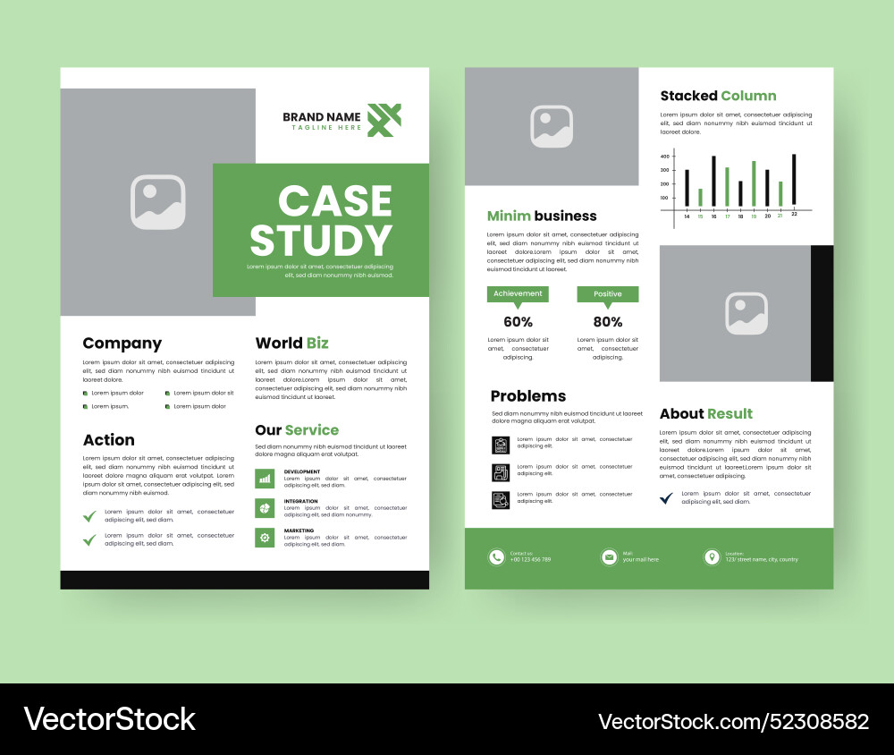 Business case study layout flyer Royalty Free Vector Image