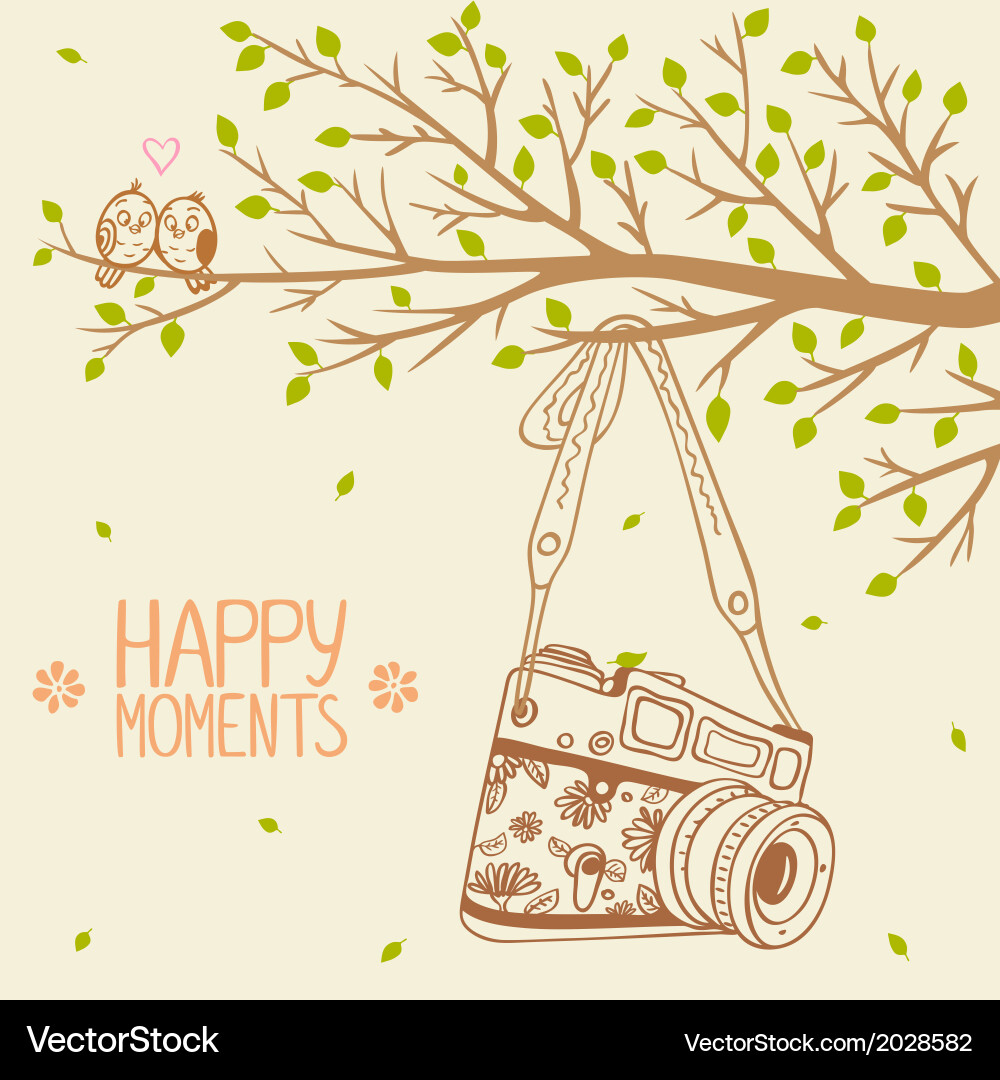Camera and tree Royalty Free Vector Image - VectorStock