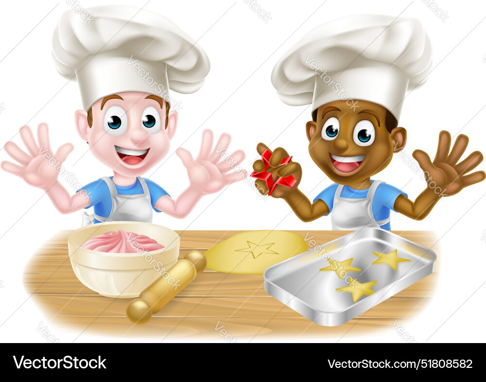 Cartoon boys cooking Royalty Free Vector Image