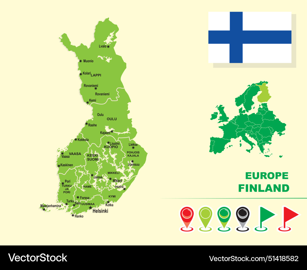 Finland map Royalty Free Vector Image - VectorStock