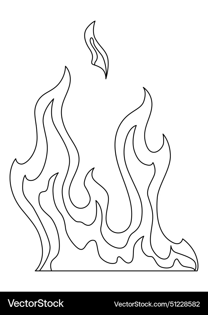 Fire flame line icon cartoon heat wildfire Vector Image